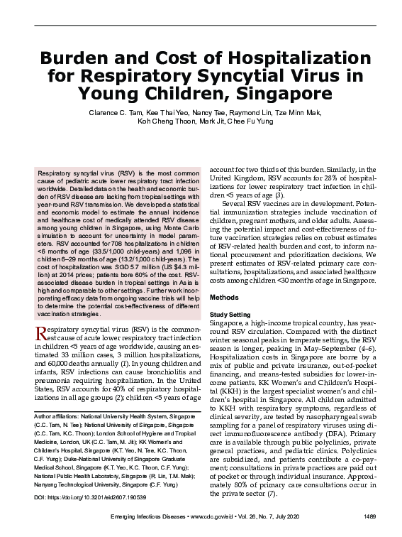 (PDF) Burden and Cost of Hospitalization for Respiratory Syncytial Virus in Young Children ...
