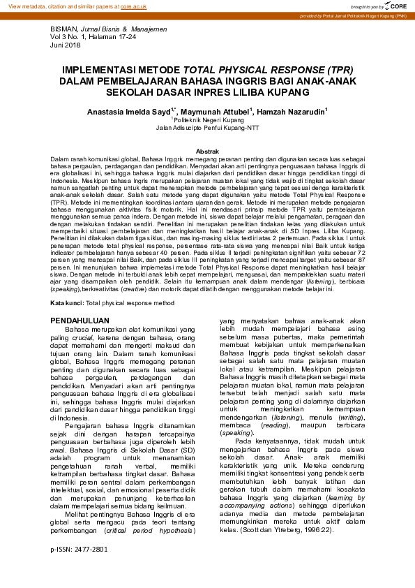 (PDF) Implementasi Metode Total Physical Response (TPR) Dalam ...