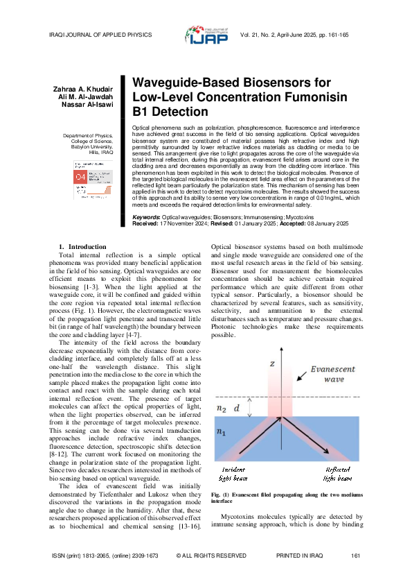 (PDF) Waveguide-Based Biosensors for Low-Level Concentration Fumonisin ...