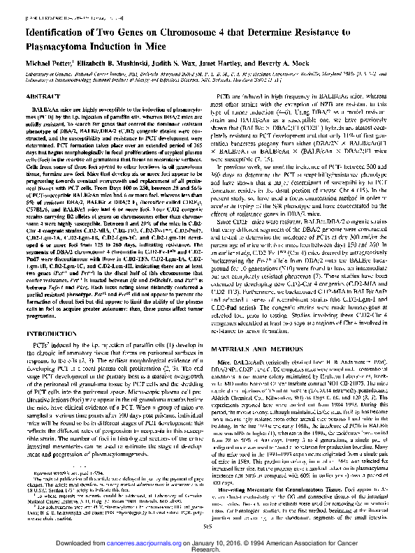 (PDF) Identification of two genes on chromosome 4 that determine ...