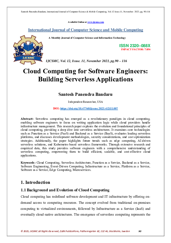 (PDF) Cloud Computing for Software Engineers: Building Serverless Applications