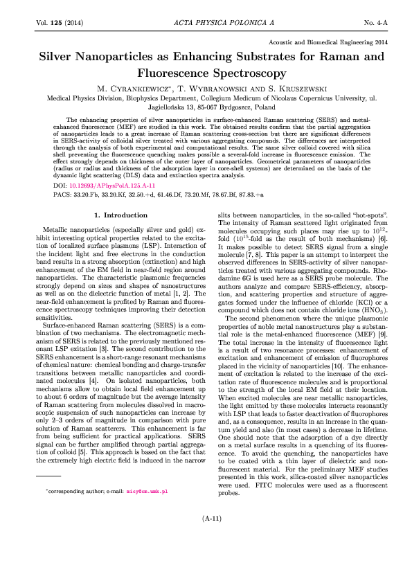 (PDF) Silver Nanoparticles as Enhancing Substrates for Raman and ...