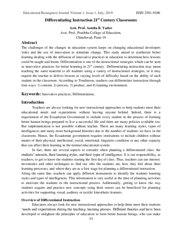 (PDF) Differentiating Instruction 21st Century Classrooms