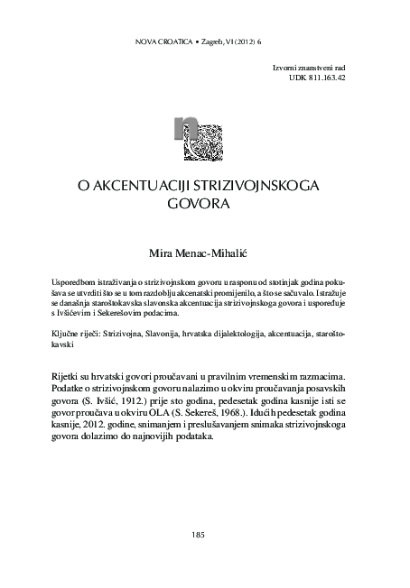 (PDF) On accentuation of the Strizivojna local idiom