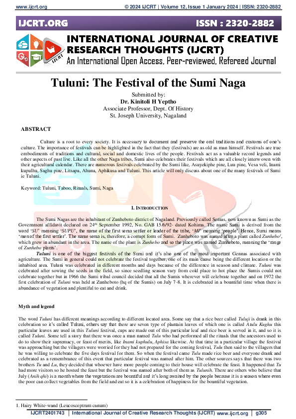 (PDF) Tuluni: The Festival of the Sumi Naga