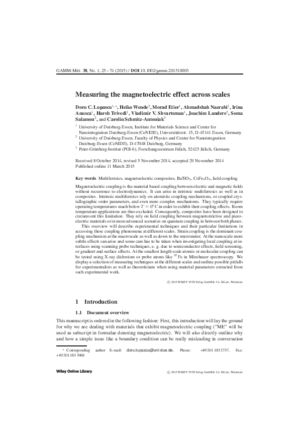 (PDF) Measuring the magnetoelectric effect across scales