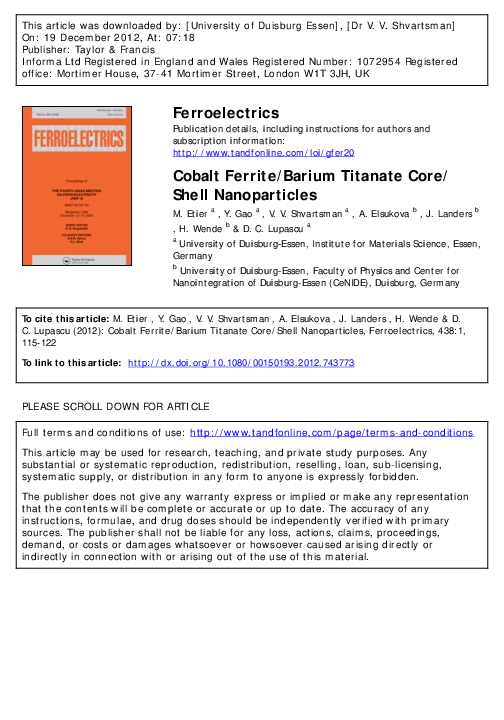 (PDF) Cobalt Ferrite/Barium Titanate Core/Shell Nanoparticles