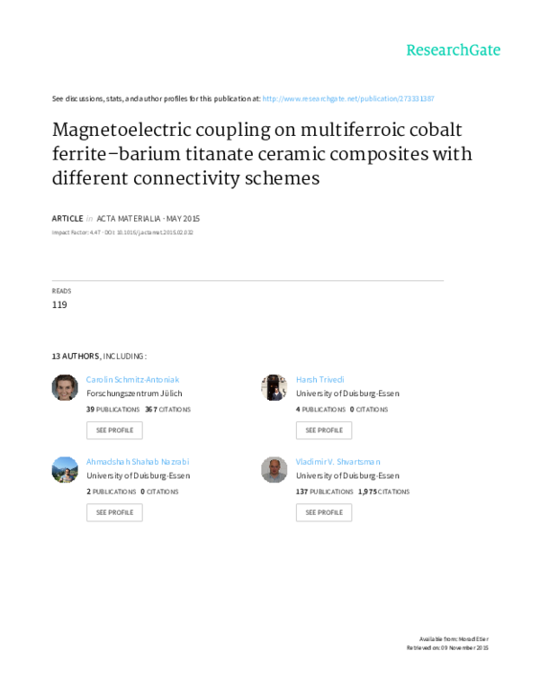 (PDF) Magnetoelectric coupling on multiferroic cobalt ferrite–barium ...