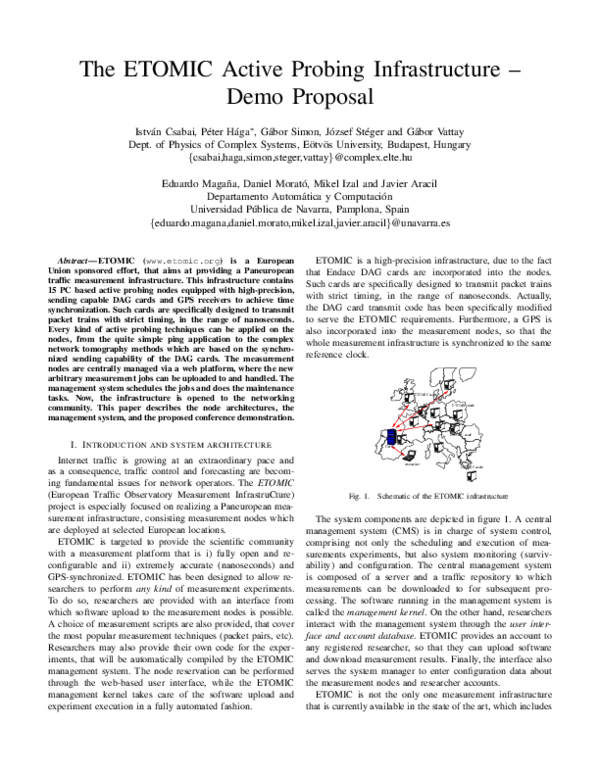(PDF) The ETOMIC Active Probing Infrastructure Demo Proposal