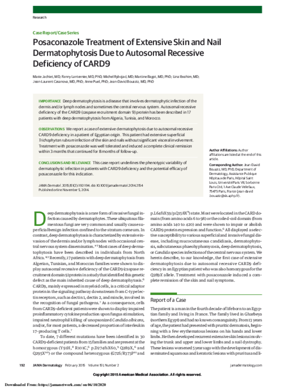 (PDF) Posaconazole Treatment of Extensive Skin and Nail Dermatophytosis ...