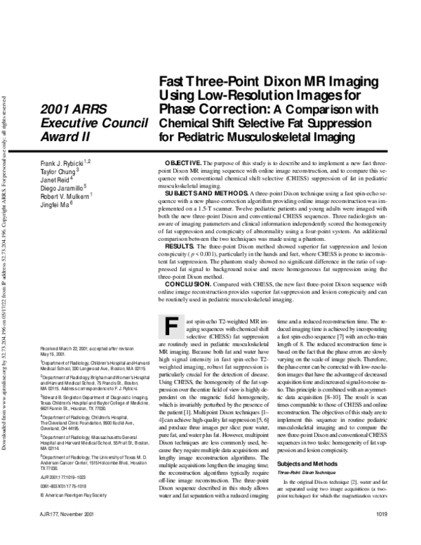 (PDF) Fast Three-Point Dixon MR Imaging Using Low-Resolution Images for ...