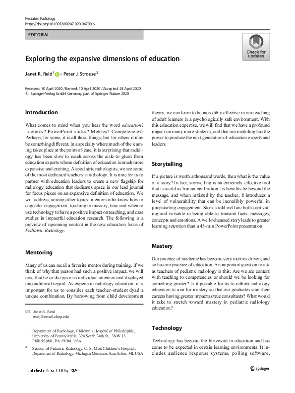 (PDF) Exploring the expansive dimensions of education