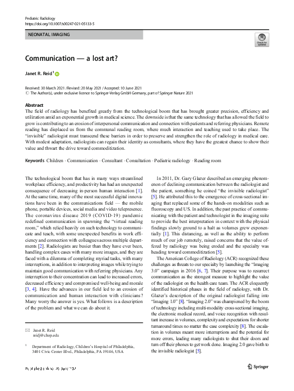 (PDF) Communication — a lost art?