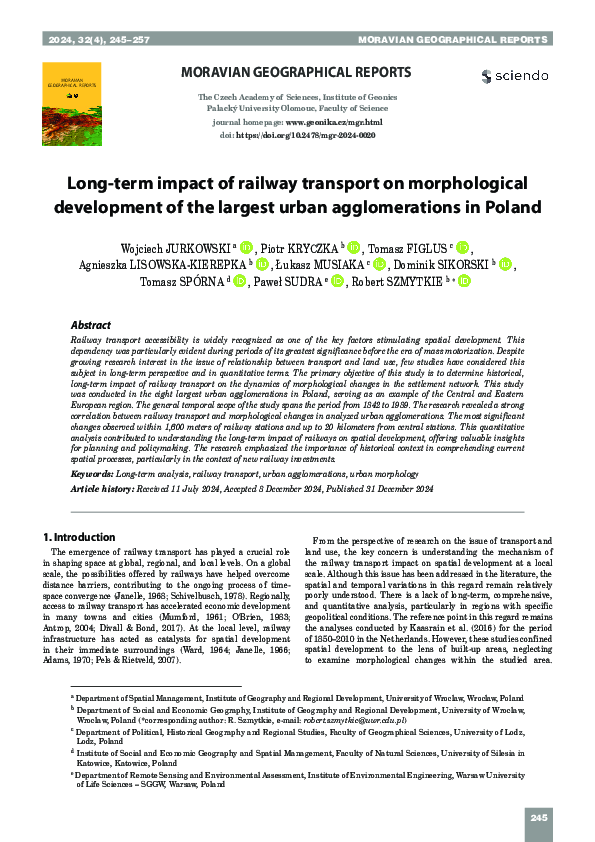 (PDF) Long-term impact of railway transport on morphological ...