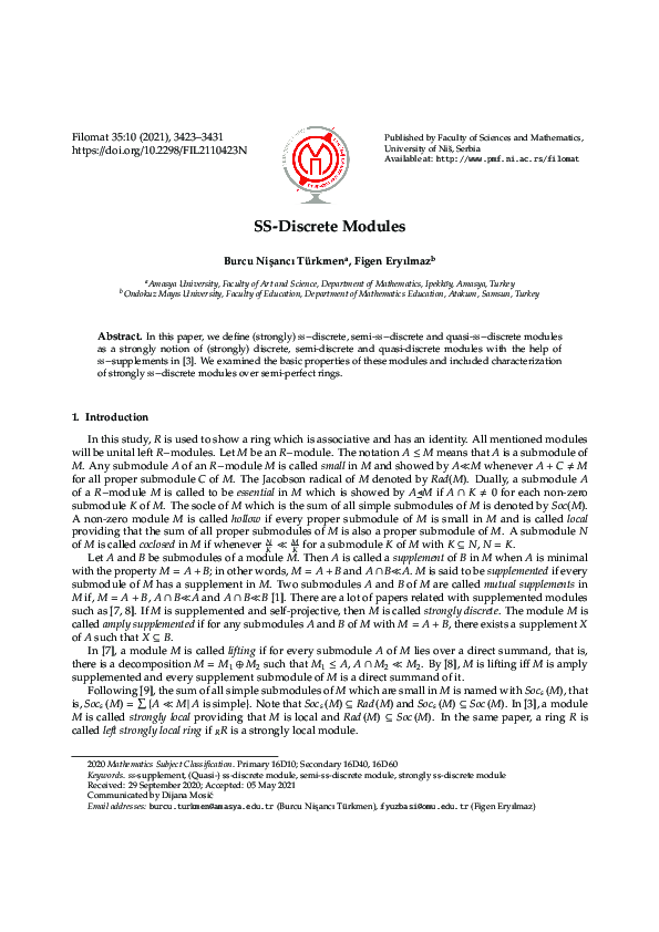 (PDF) SS-Discrete Modules