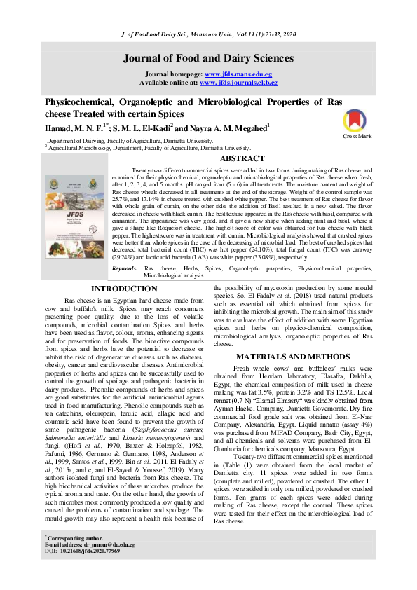 Journal of Food and Dairy Sciences