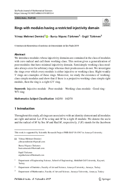 (PDF) Rings with modules having a restricted injectivity domain