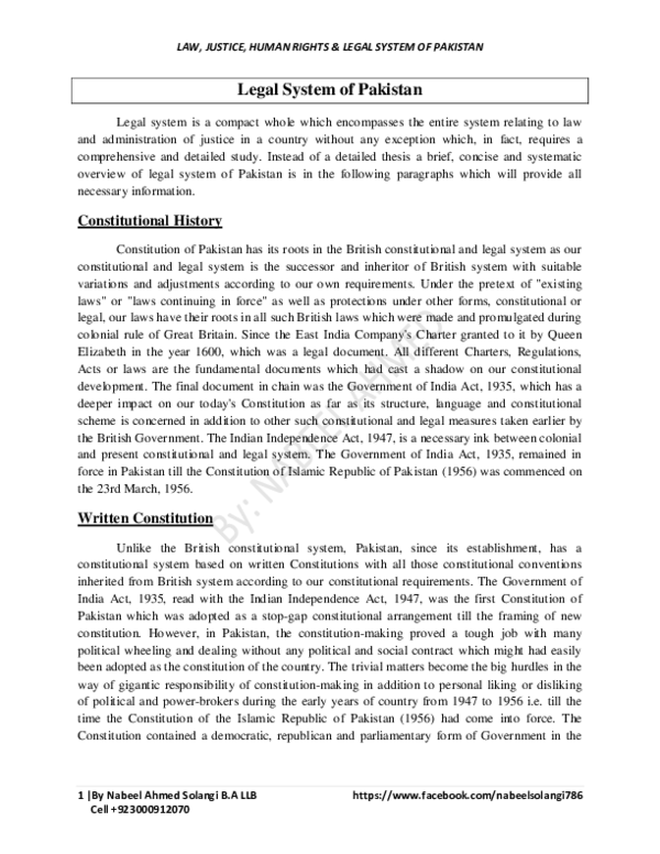 (PDF) Legal System of Pakistan