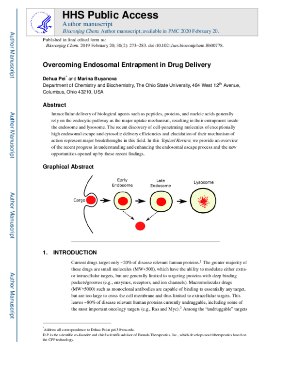Overcoming Endosomal Entrapment in Drug Delivery