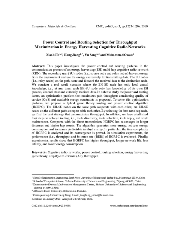 (PDF) Power Control and Routing Selection for Throughput Maximization ...