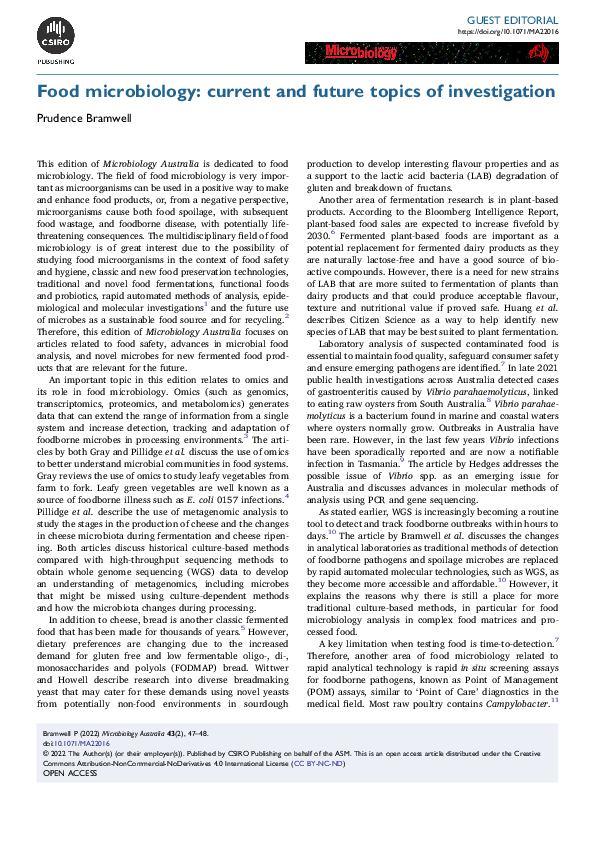 (PDF) Food microbiology: current and future topics of investigation