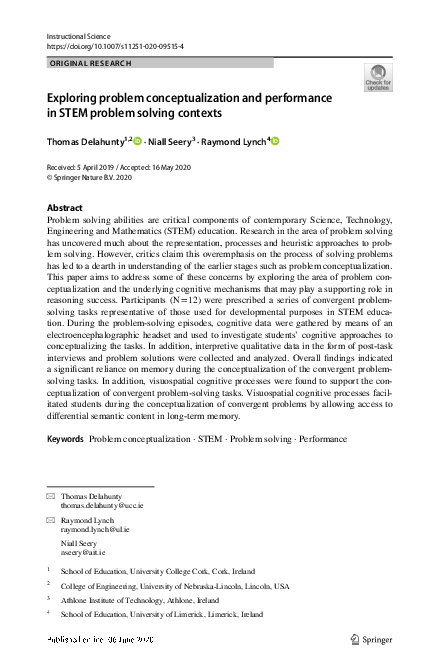 (PDF) Exploring problem conceptualization and performance in STEM problem solving contexts