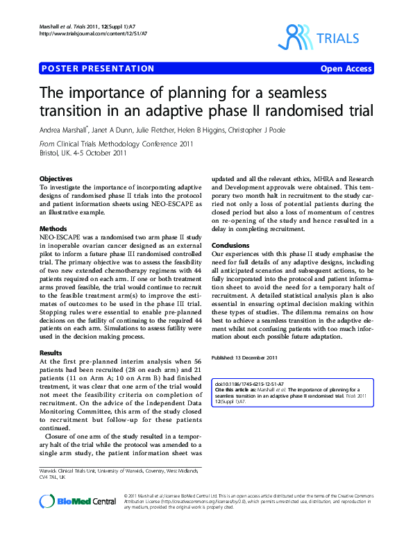 (PDF) The importance of planning for a seamless transition in an ...