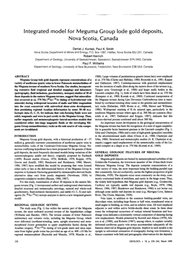 (PDF) Integrated model for Meguma Group lode gold deposits, Nova Scotia ...
