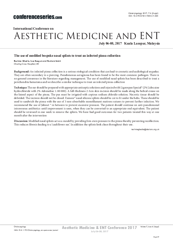 (PDF) The use of modified bespoke nasal splints to treat an infected ...