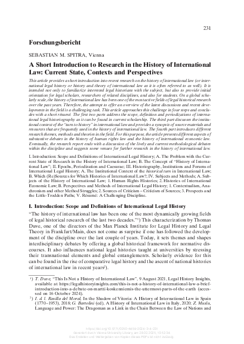 (PDF) A Short Introduction to Research in the History of International ...