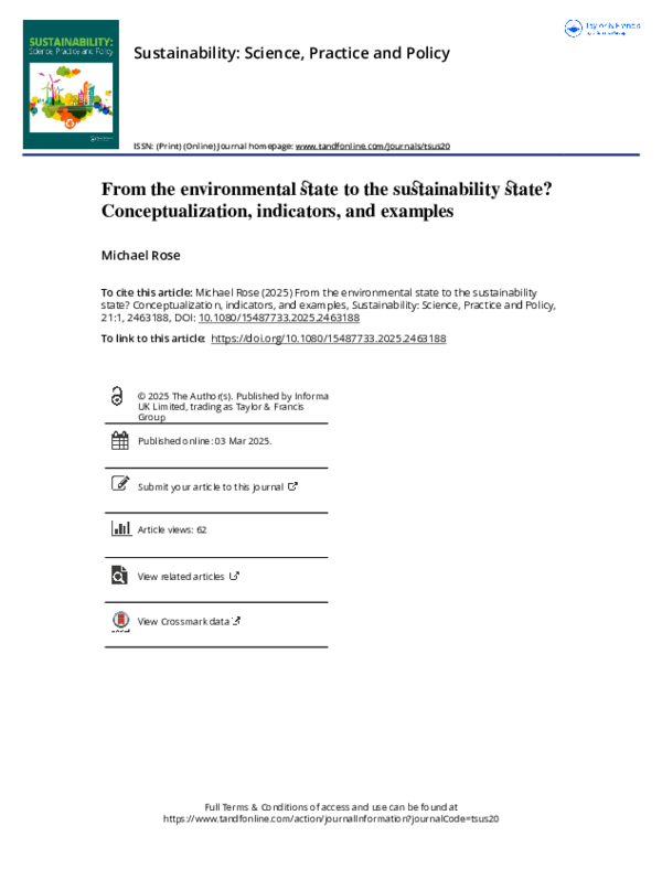 From the environmental state to the sustainability state ...