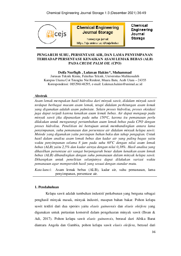 (PDF) Pengaruh Suhu, Persentase Air, Dan Lama Penyimpanan Terhadap Persentase Kenaikan Asam ...