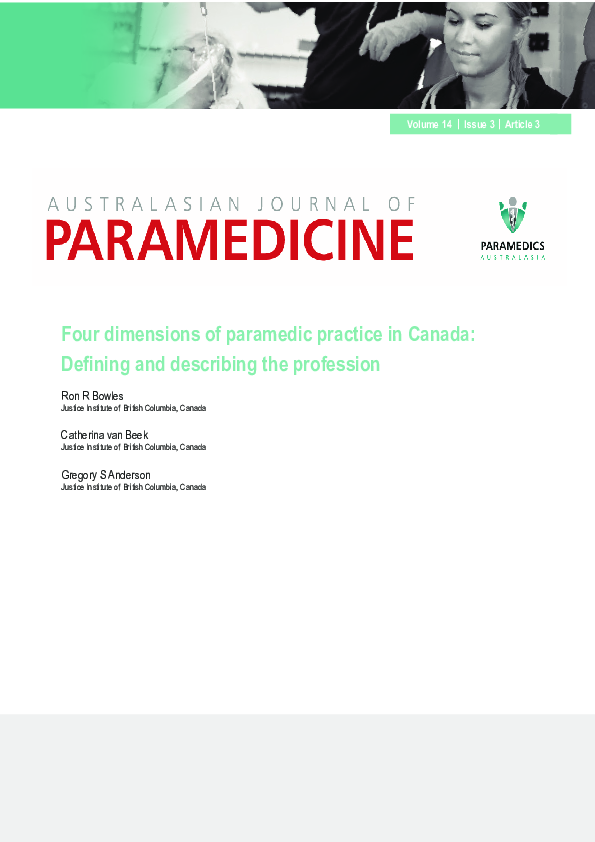 (PDF) Four Dimensions of Paramedic Practice in Canada: Defining and ...