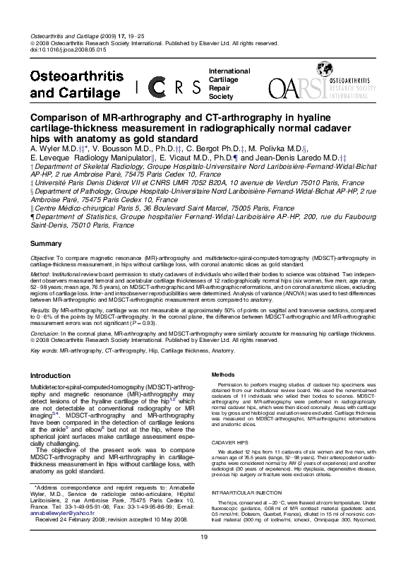 (PDF) Comparison of MR-arthrography and CT-arthrography in hyaline ...