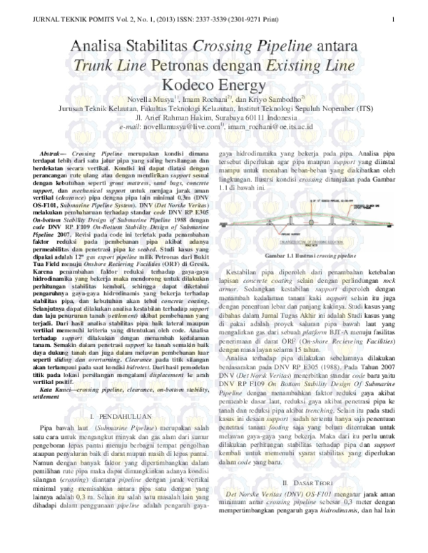 (PDF) Analisa Stabilitas Crossing Pipeline Antara Trunk Line Petronas ...