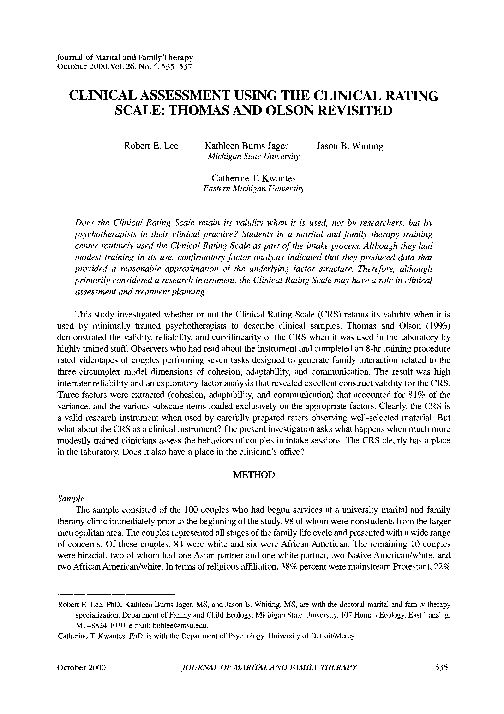 (PDF) Clinical Assessment Using the Clinical Rating Scale: Thomas and ...