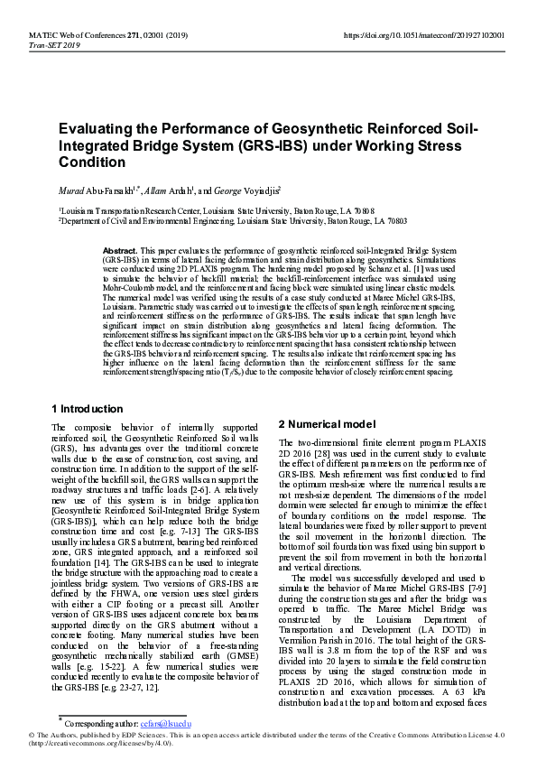 (PDF) Evaluating the Performance of Geosynthetic Reinforced Soil ...