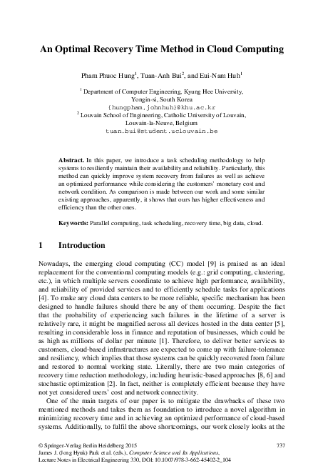 (PDF) An Optimal Recovery Time Method in Cloud Computing