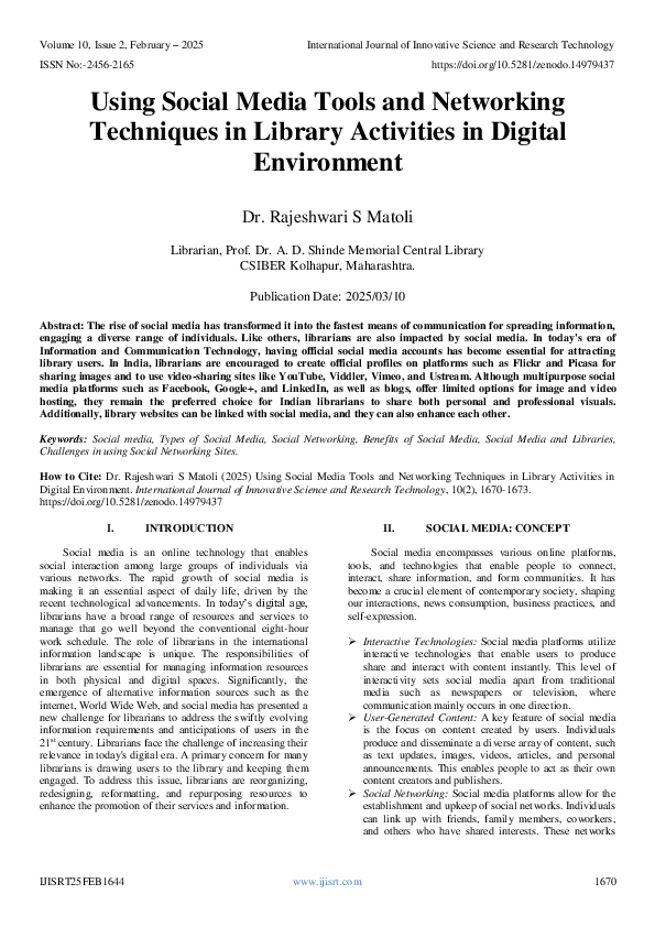(PDF) Using Social Media Tools and Networking Techniques in Library ...