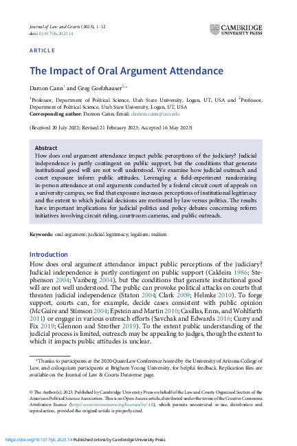 (PDF) The Impact of Oral Argument Attendance
