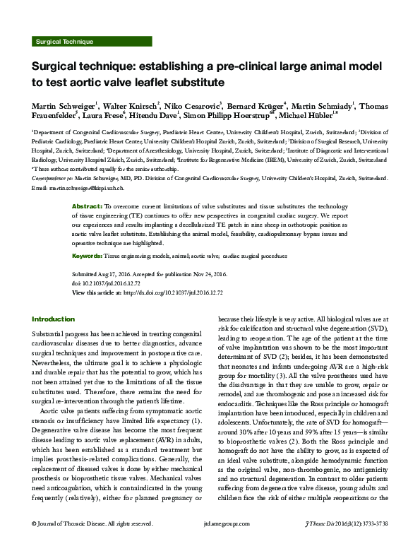 (PDF) Surgical technique: establishing a pre-clinical large animal ...