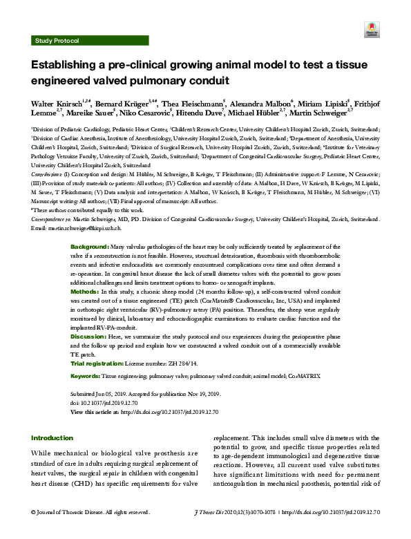 (PDF) Establishing a pre-clinical growing animal model to test a tissue ...