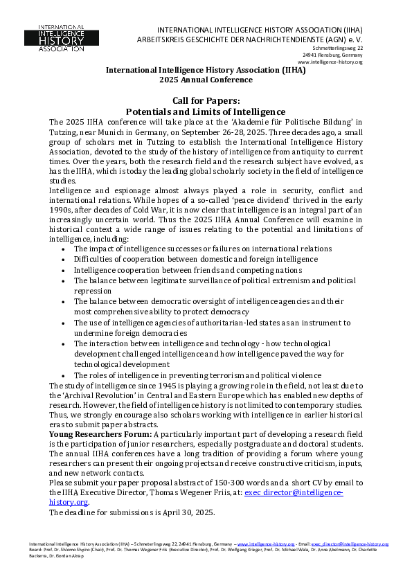 (PDF) IIHA Annual Conference 2025 Call for Papers