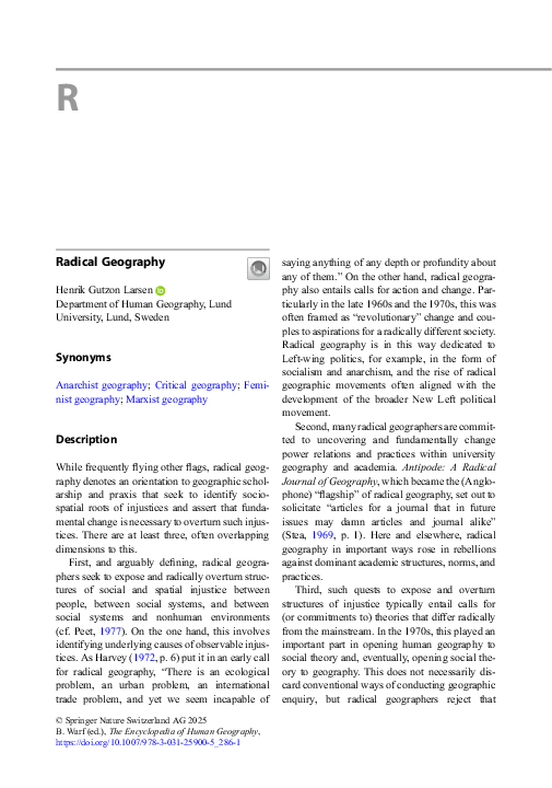 (PDF) Radical geography