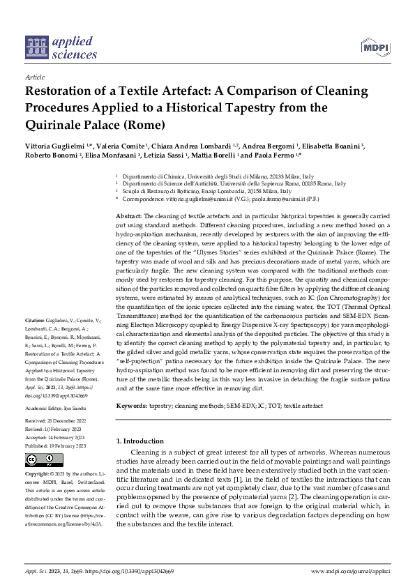 (PDF) Restoration of a Textile Artefact: A Comparison of Cleaning ...