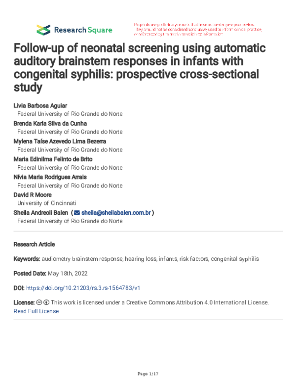 (PDF) Follow-up of neonatal screening using automatic auditory ...