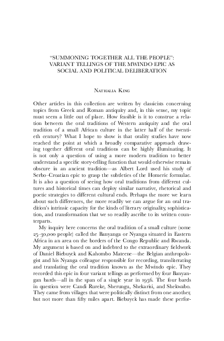 (PDF) “Summoning together all the people”: Variant tellings of the ...