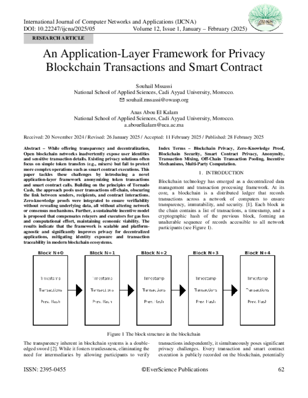 (PDF) An Application-Layer Framework for Privacy Blockchain ...