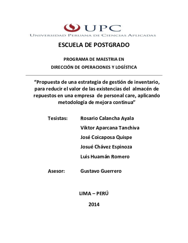 (PDF) Escuela De Postgrado Programa De Maestria en