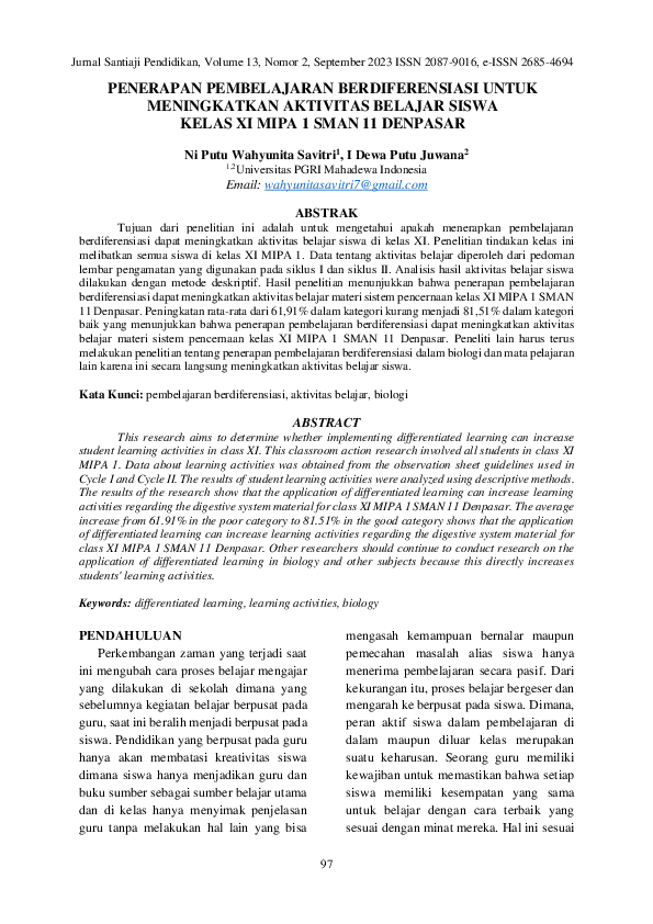 (PDF) Penerapan Pembelajaran Berdiferensiasi Untuk Meningkatkan Aktivitas Belajar Siswa Kelas XI ...